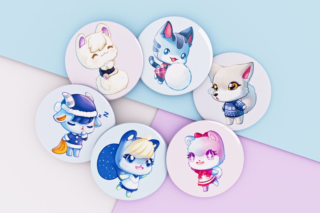 Animal Crossing Button Badges Winter Themed Characters - Etsy