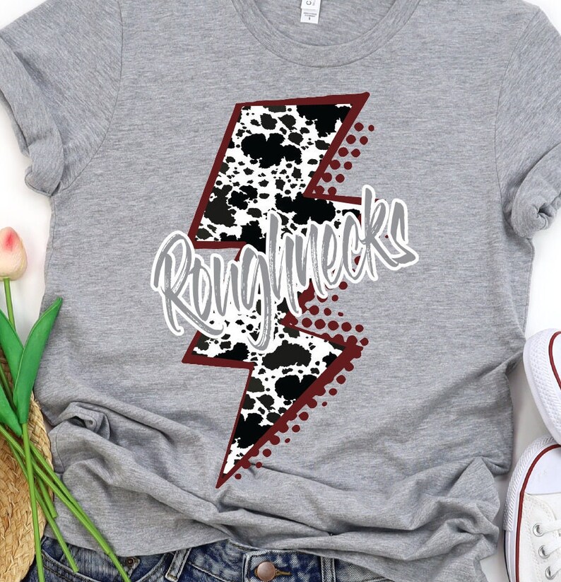 Roughnecks Cowhide Lightning Bolt PNG Only, Cute Teacher, Digital ...
