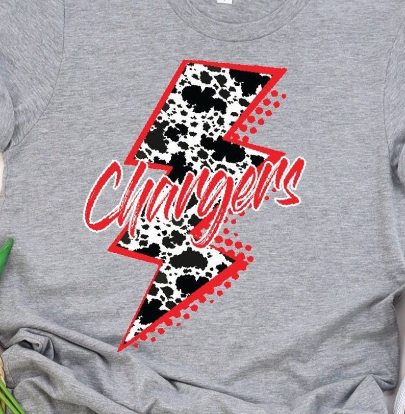 Chargers Cowhide Lightning Bolt PNG Only, Cute Teacher, Digital ...