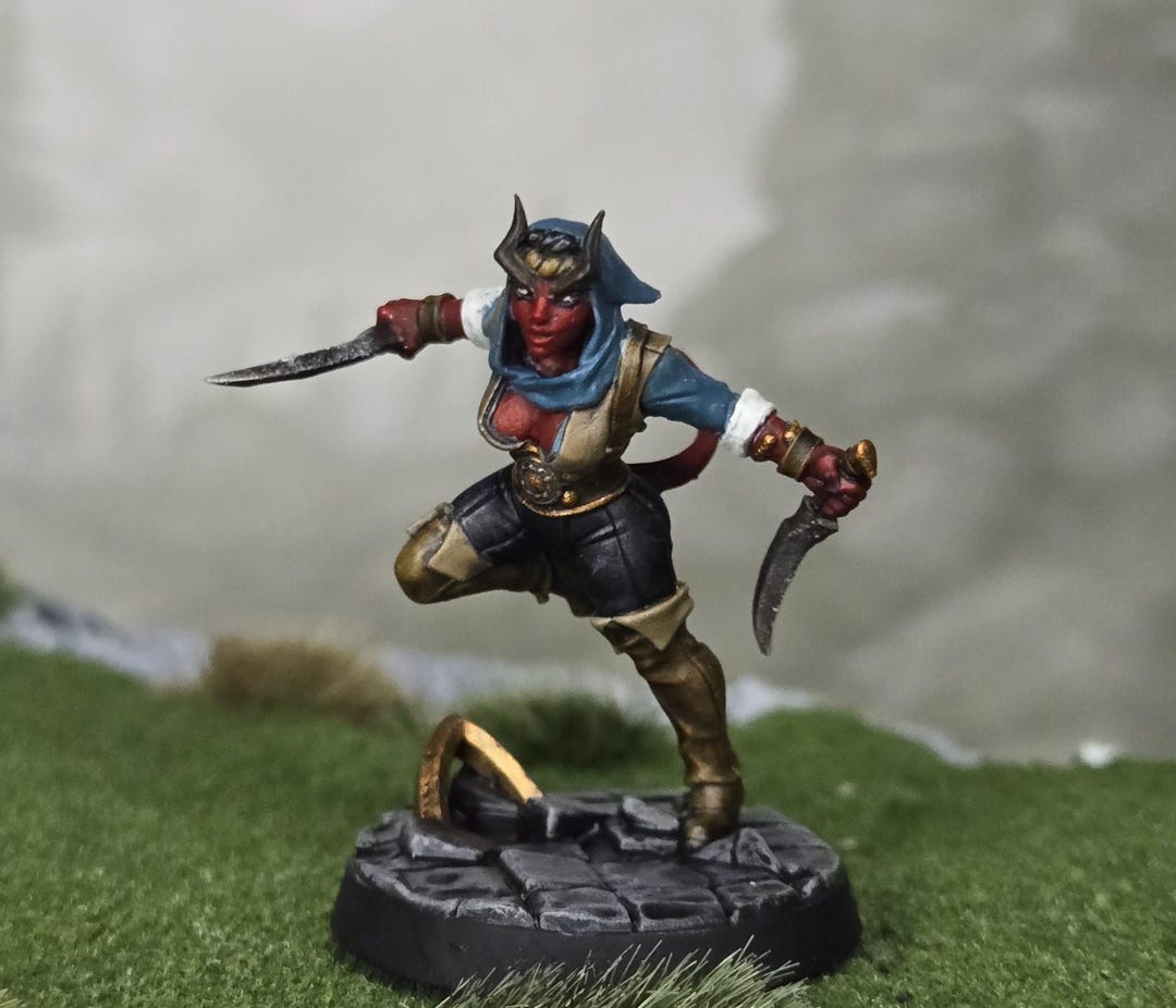 Female Tiefling Rogue Dual Daggers Painted Miniature Dungeons & Dragons ...