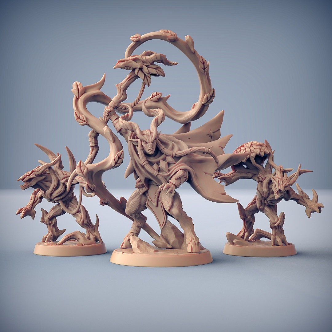 Saytr Faun Mage Wizard Druid 25mm Bases W/ Choice of Modular Weapons 3D ...