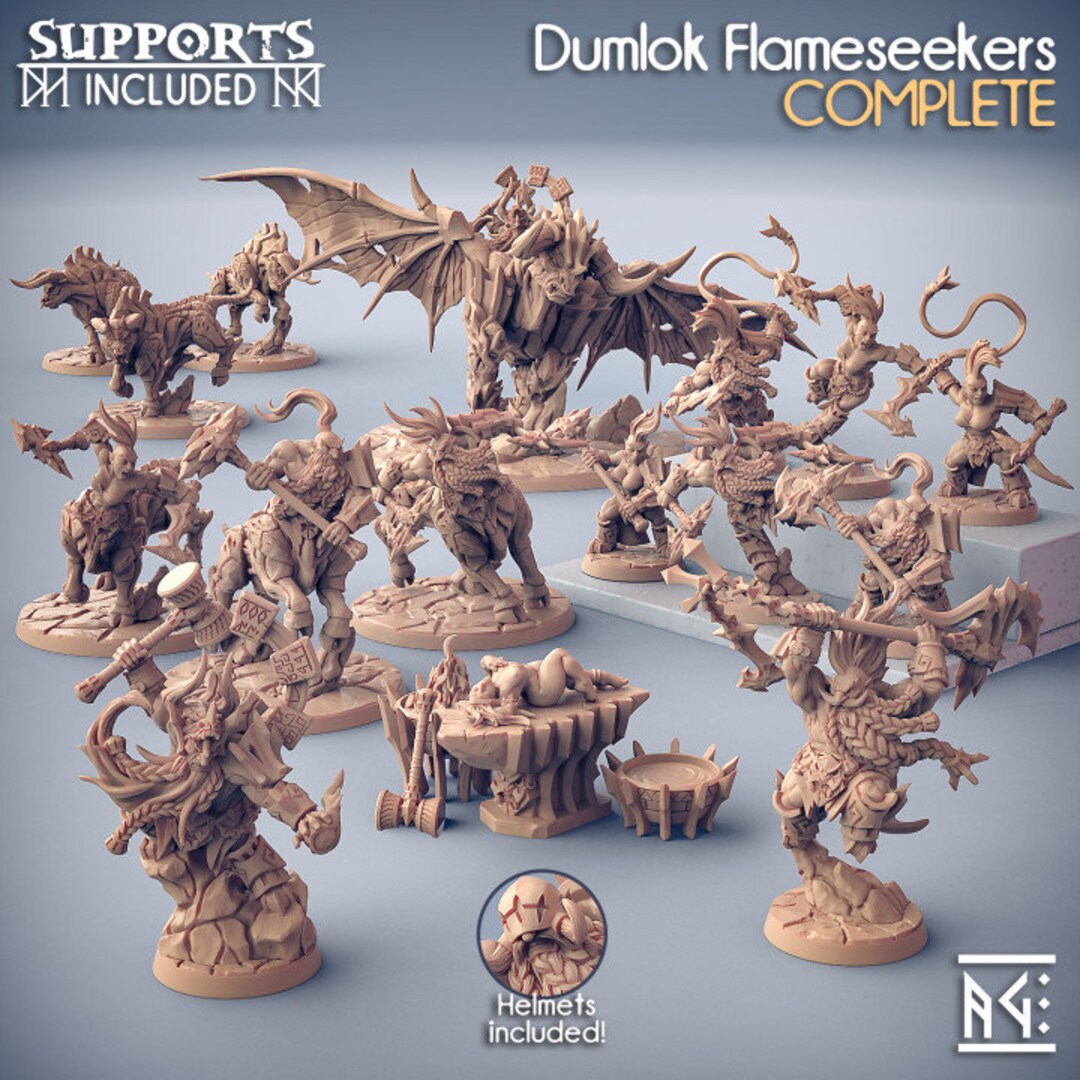 Dwarf Barbarians Dumlok Flameseekers Full Set 3D Resin Printed Models by Artisan Guild Dnd ...