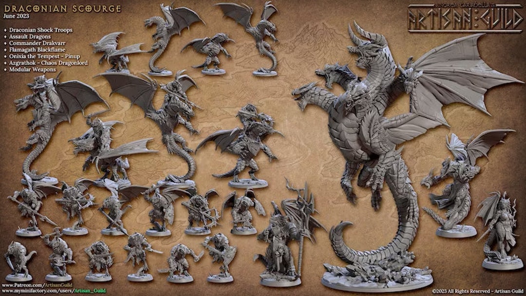 Draconian Scourge Full Set 29 Miniatures Includes All Variants. 3D ...