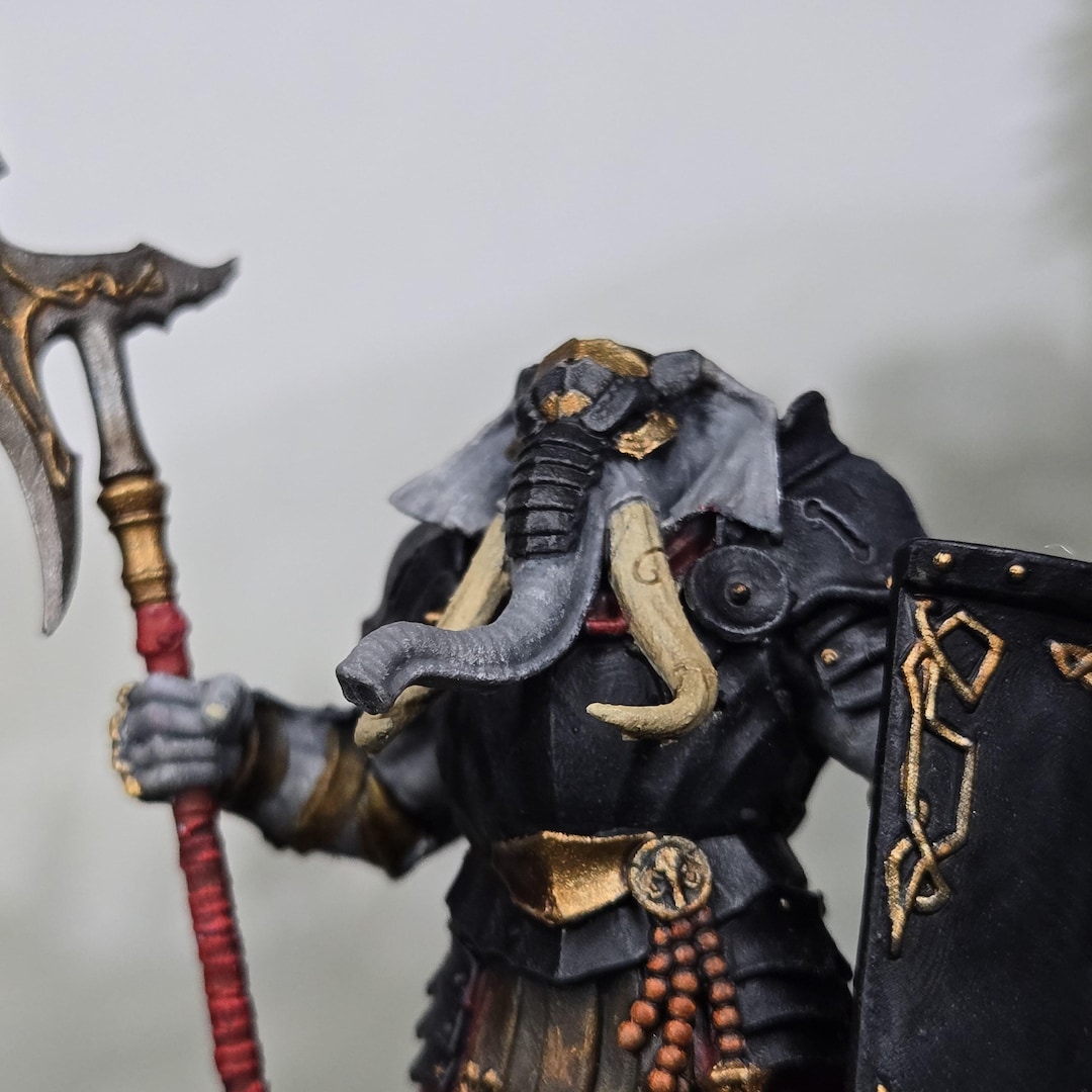 Loxodon Paladin Knight Great Ax Halbred Painted Miniature Dungeons ...
