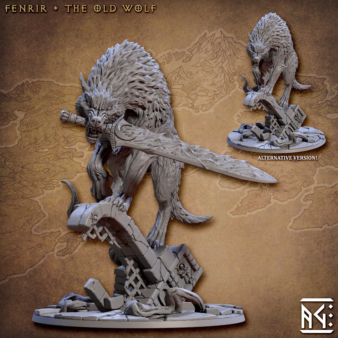 Fenrir Old Wolf 100mm Base Requiem Demon Hunters W/ Choice of Modular ...