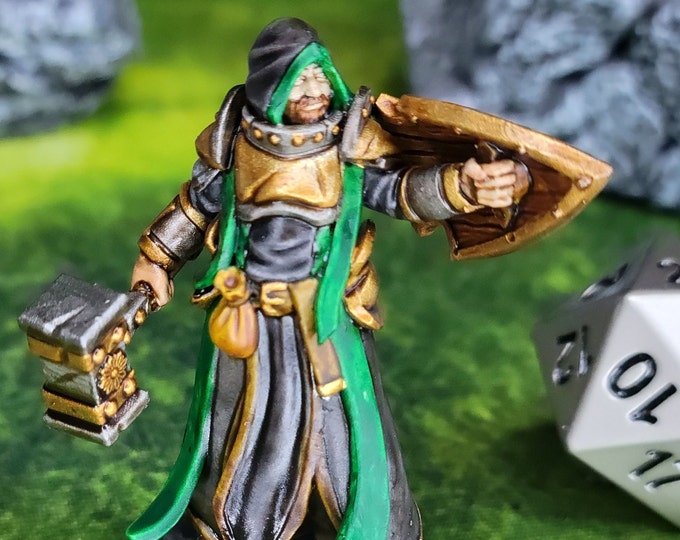 Cleric Hand Painted Miniatures Hammer and Shield Dungeons and Dragons RPG Fantasy Roleplaying ...