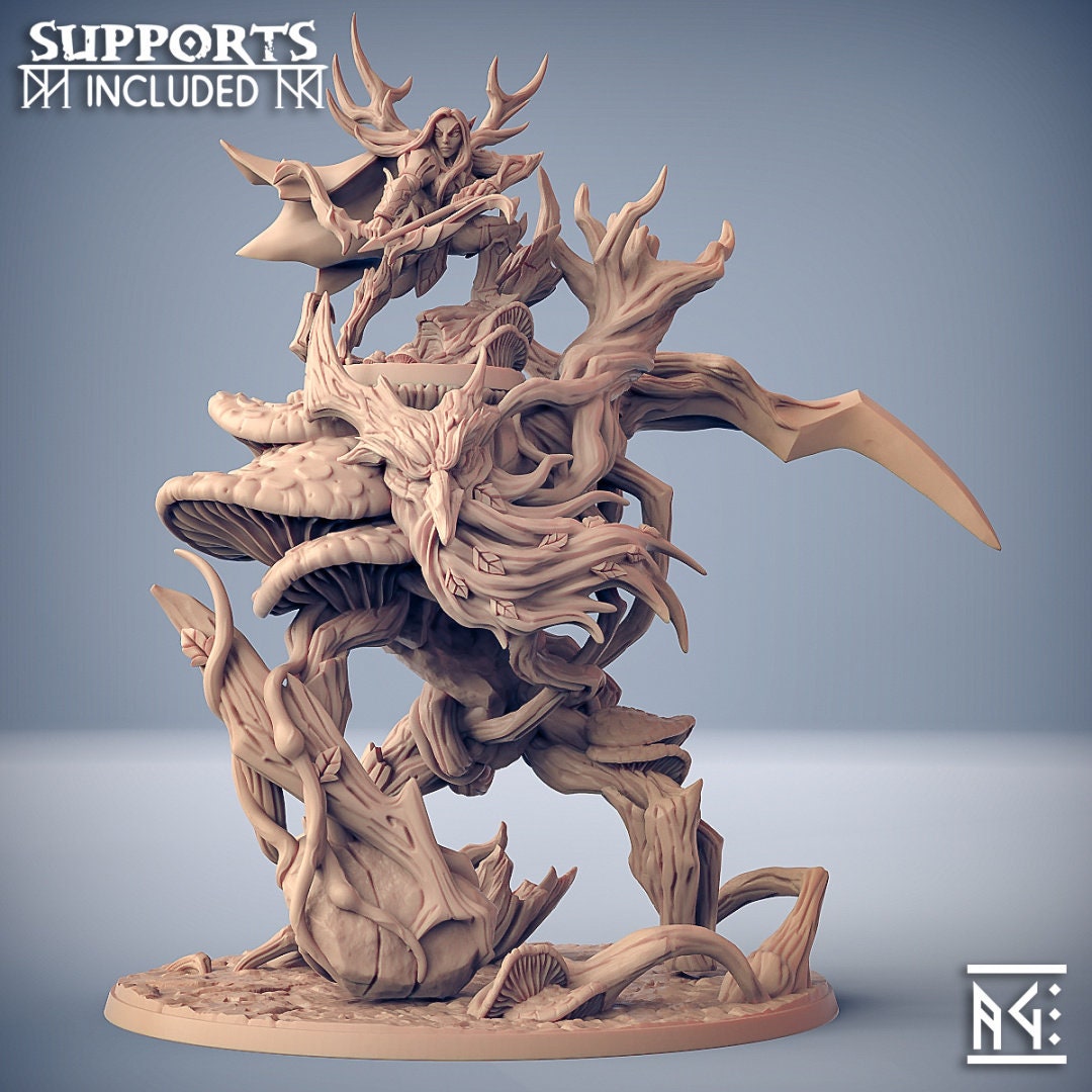 Feralia on Ancient Forest Primordial 100mm Base. Optional Woodland Elf ...
