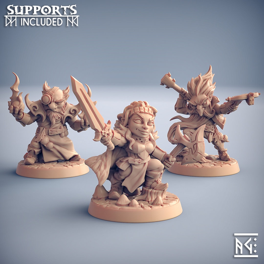 Beetroot Gnomes Female Fighter Mage Bard Rogue 3D Resin Printed Models ...