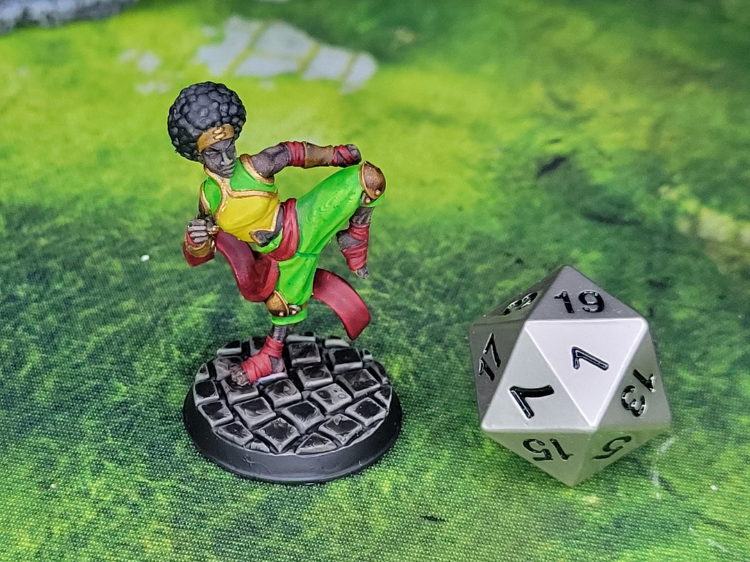Painted Miniature Monk Female Black Dnd Tabletop RPG Fantasy Gaming ...