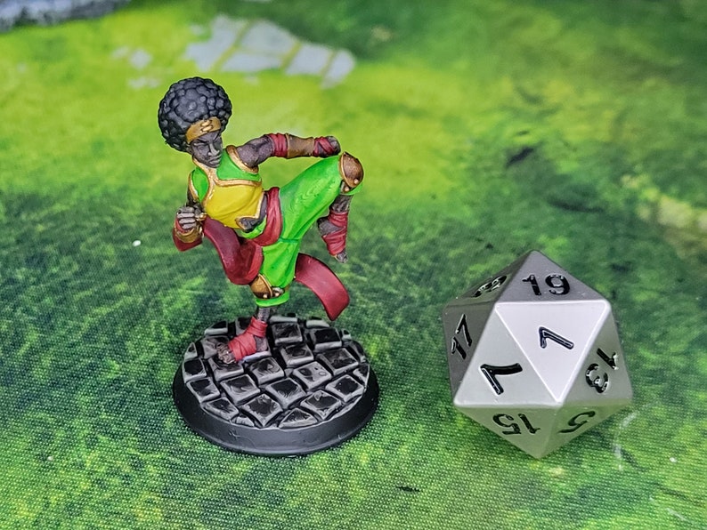 Painted Miniature Monk Female Black Dnd Tabletop RPG Fantasy - Etsy