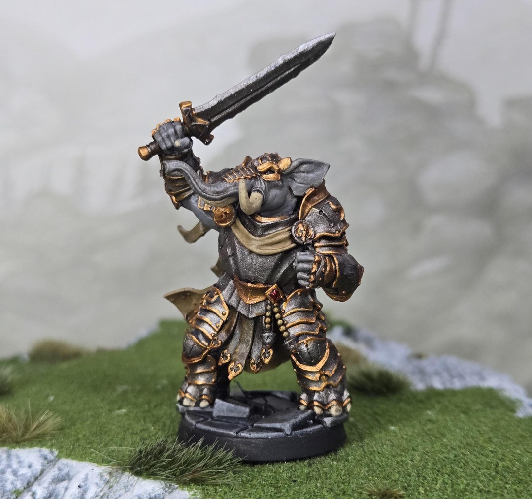 Loxodon Paladin Cleric With Sword Painted Miniature Dungeons & Dragons ...