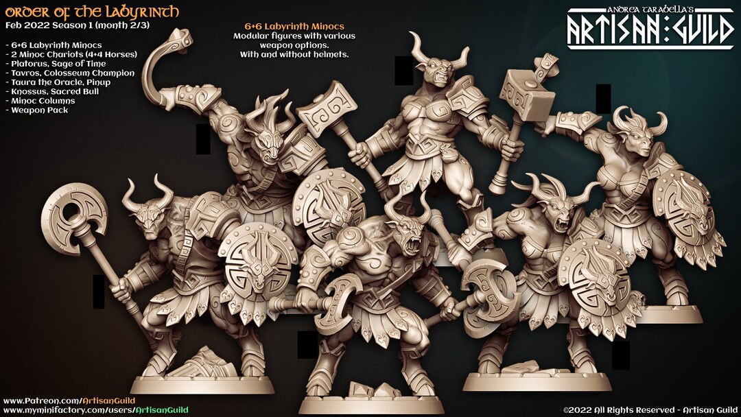The Order of the Labyrinth Minotaurs W/ Choice of Modular Weapons 3D ...