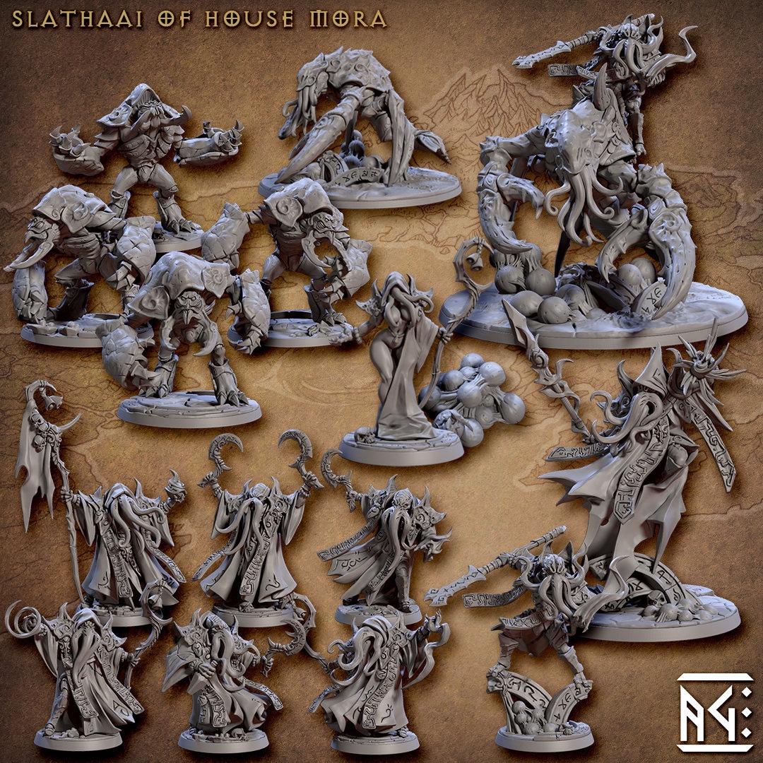 Illithids Slathaai of House Mora Full Set 3D Resin Printed Models by ...
