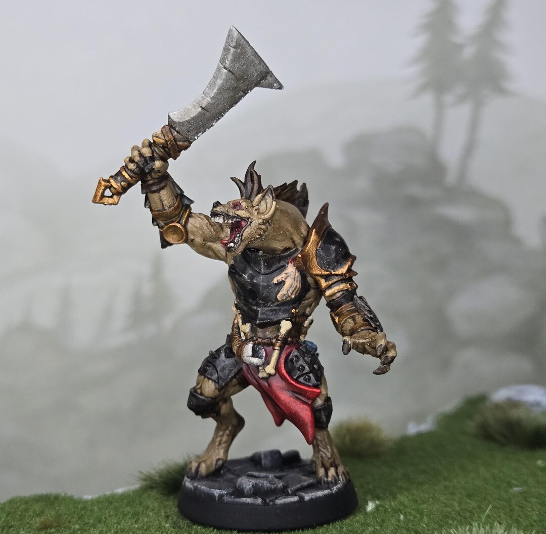 Gnoll Warrior Cleaver Painted Miniature Dungeons & Dragons Pathfinder ...