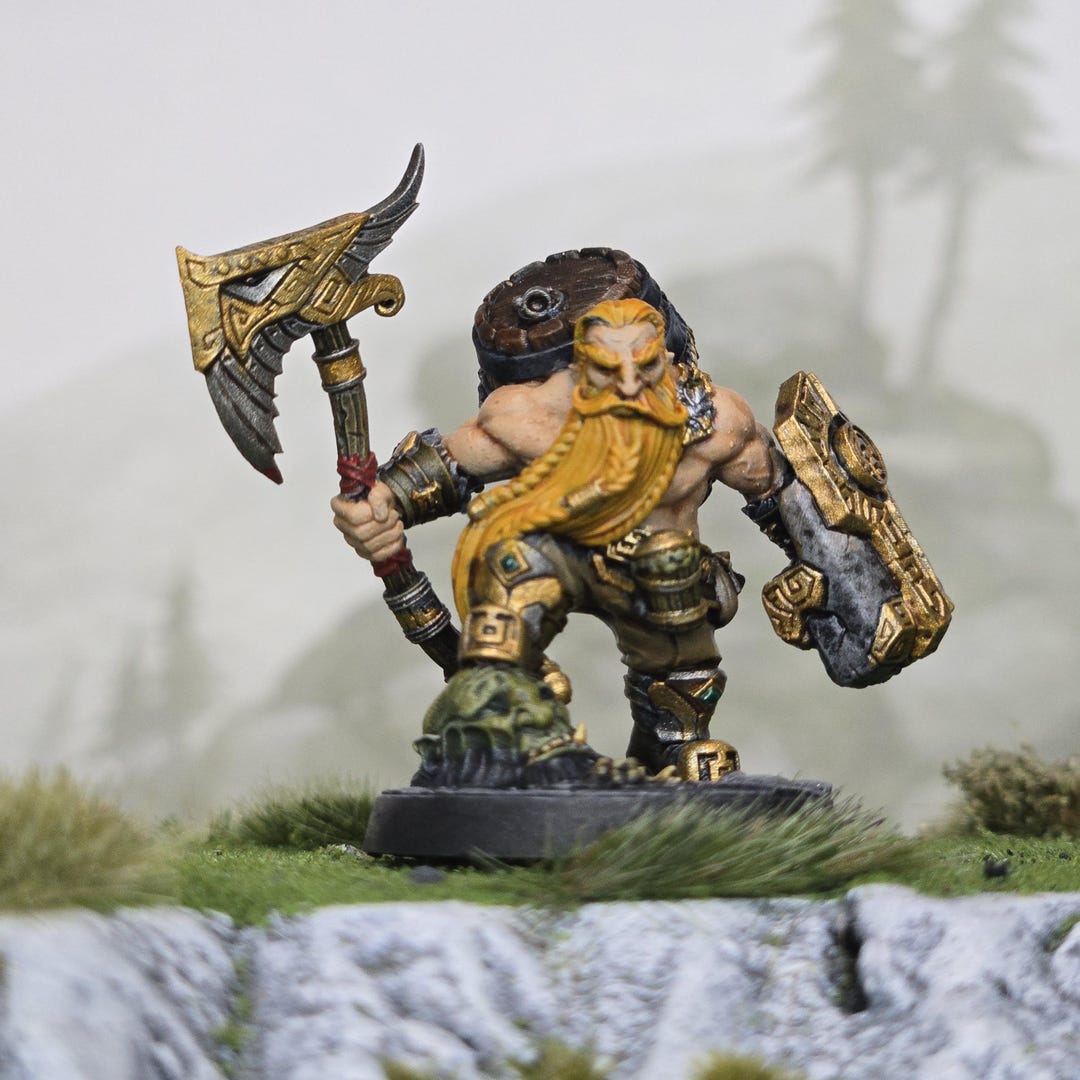 Dwarf Barbarian Berserker Brew Master With Axe Painted Miniature ...