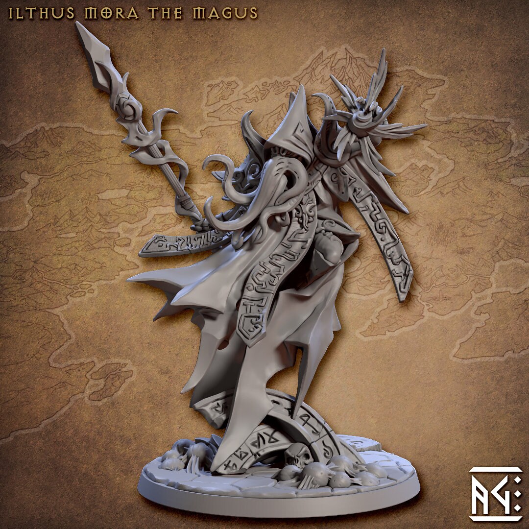 Illithids Ilthus Mora the Magus W/ Choice of Modular Weapons 3D Resin ...