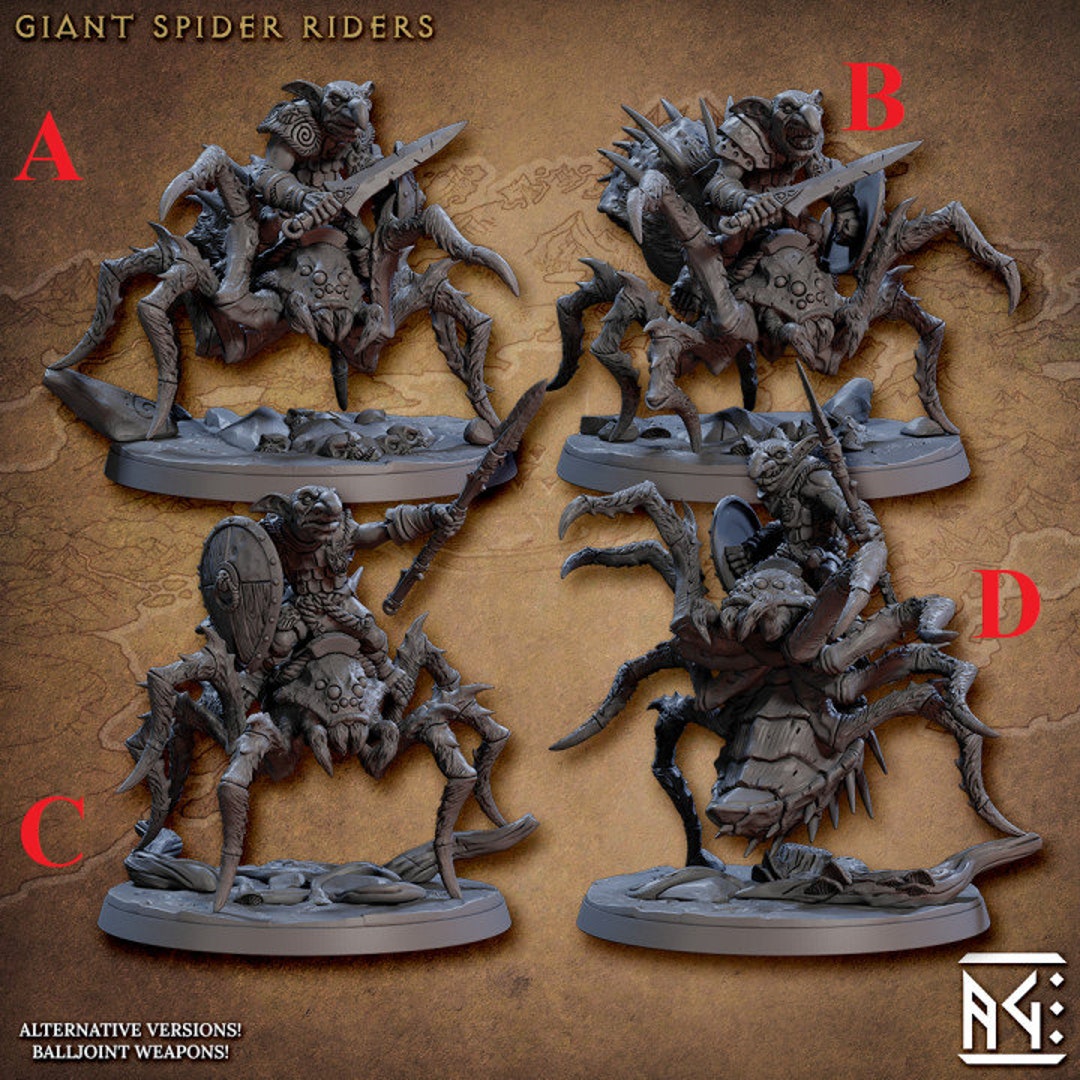Giant Spider Riders Faldorn Goblins W/ Choice of Modular Weapons 3D ...