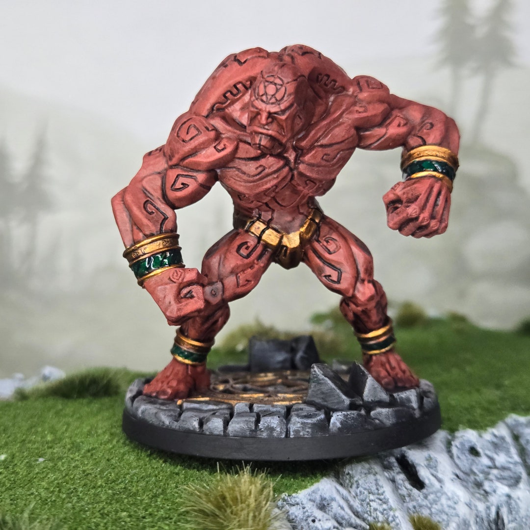 Clay Golem on 50mm Base Painted Miniature Dungeons & Dragons Pathfinder ...