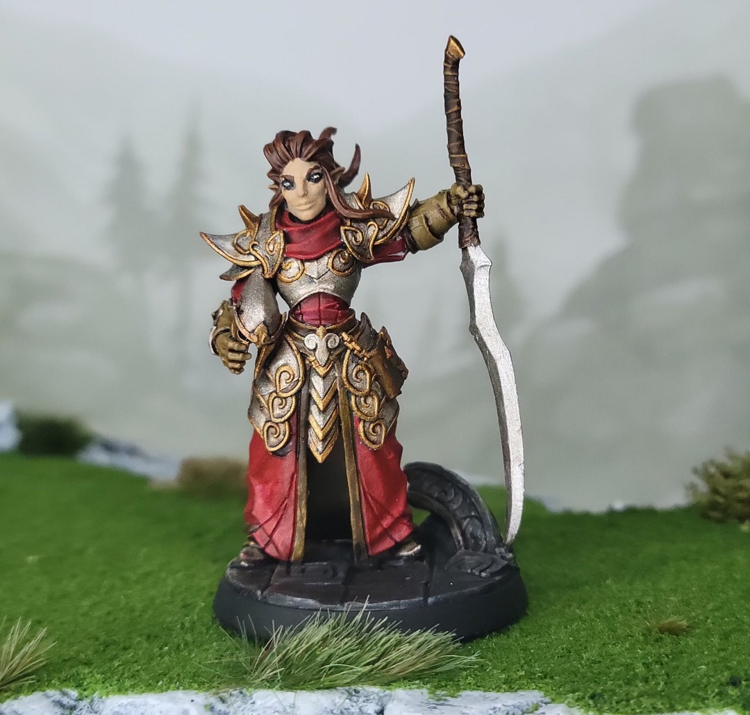 Female Elf Paladin Painted Miniature Dungeons & Dragons Pathfinder ...