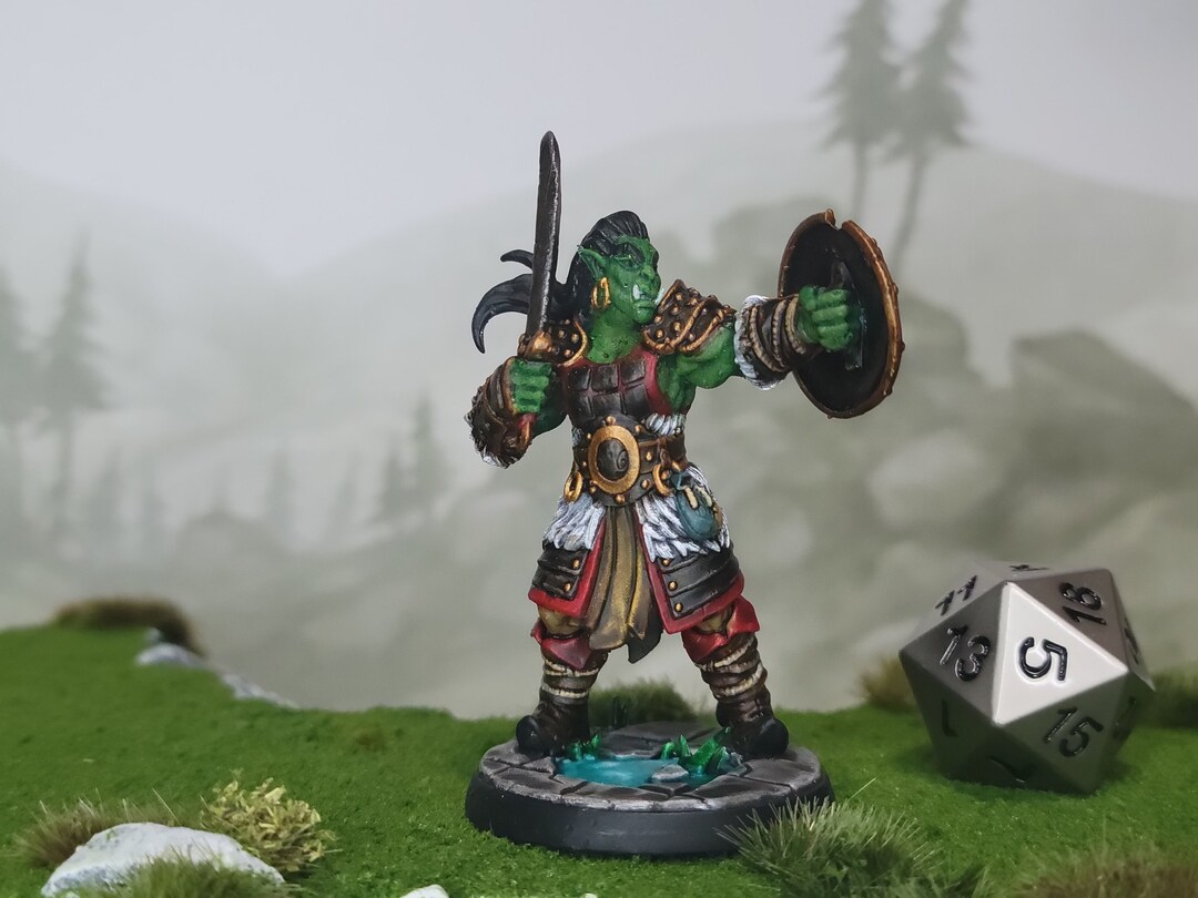 Female Orc Sword and Shield Painted Miniature Dungeons & - Etsy