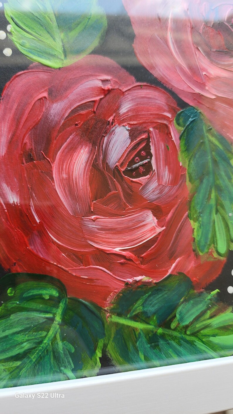 Little Polkadot Rose Acrylic Painting, Springtime Decor, Small Paint ...