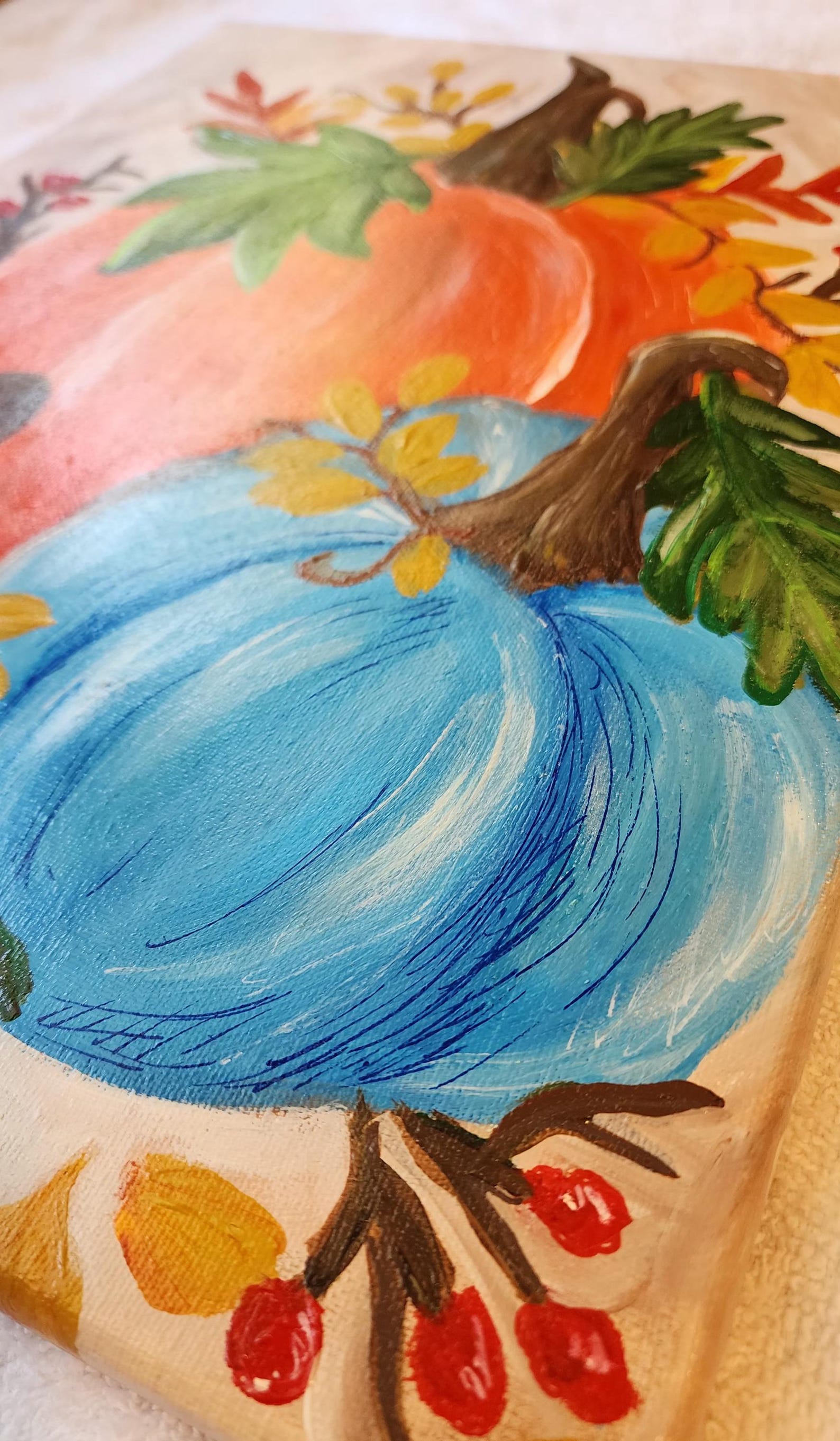 Fall Pumpkin Acrylic Painting, Autumn Decor - Etsy