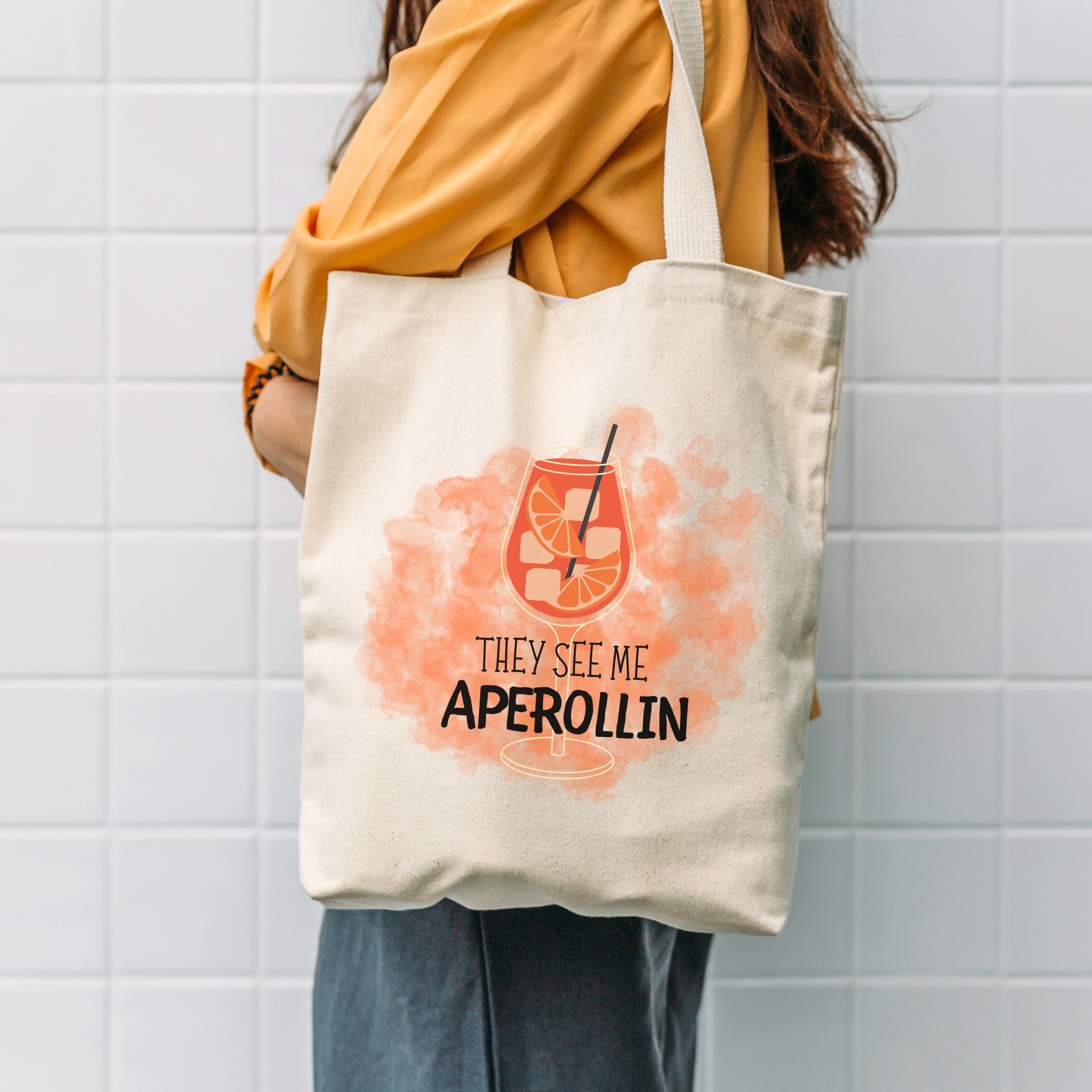 Aperol Spritz Tote Bag, They See Me Aperollin, Reusable Grocery Bag ...