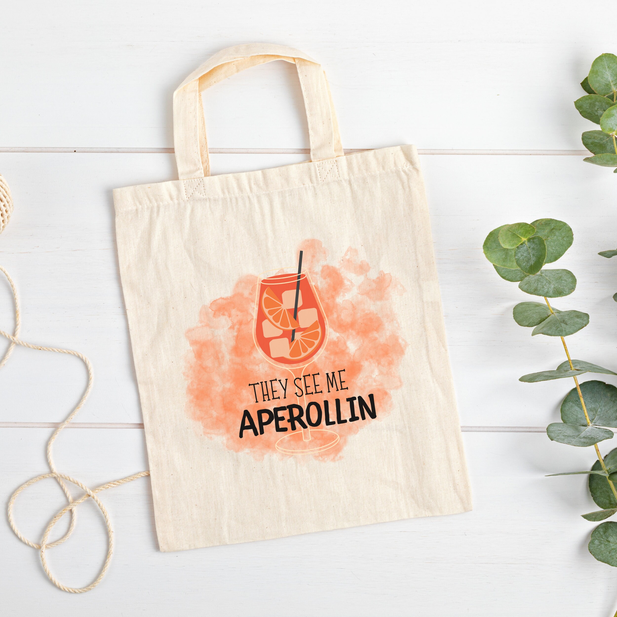 Aperol Spritz Tote Bag, They See Me Aperollin, Reusable Grocery Bag ...