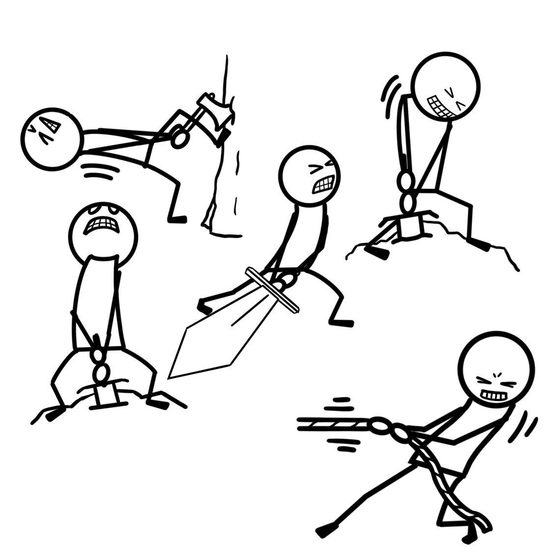 Action/pulling Stick Figure Clipart #1 - Etsy