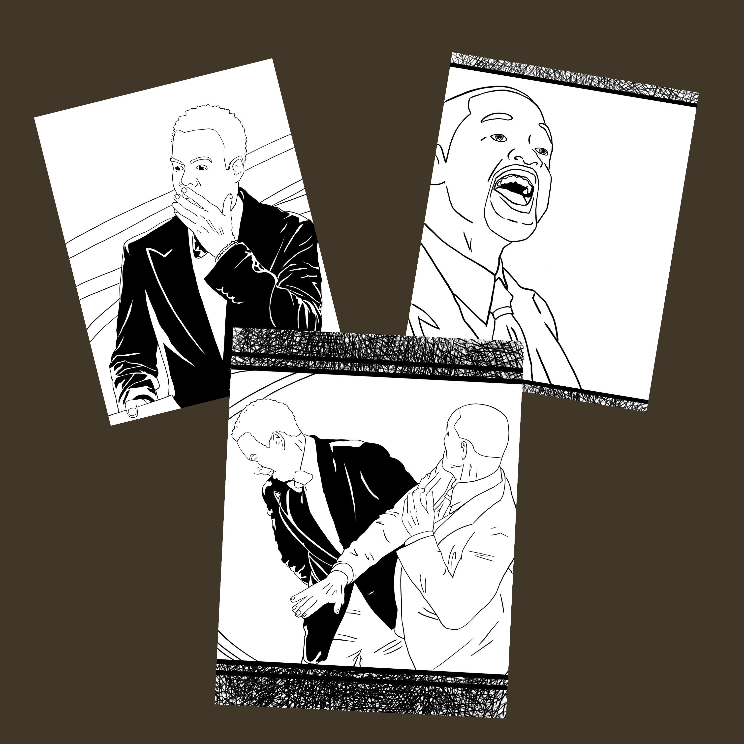 Will Smith Chris Rock Oscar Slap Coloring Pages | Etsy