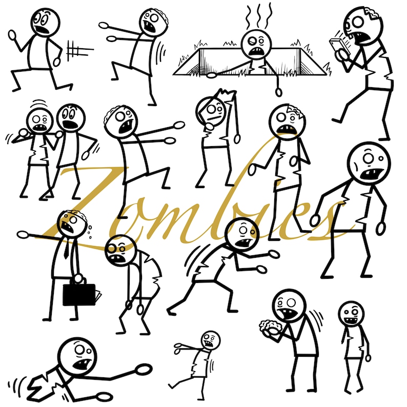 Zombie PNG Stick Figure Clipart Ultimate - Etsy