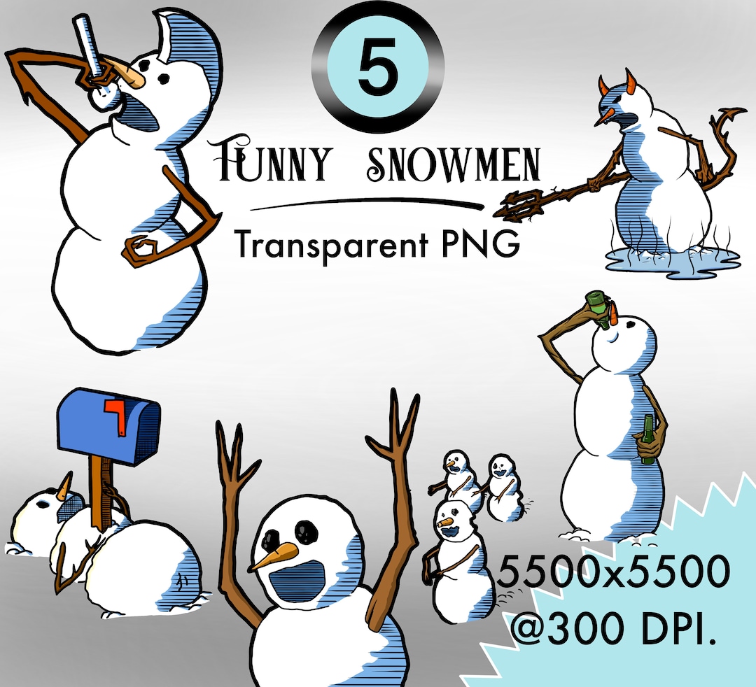 Funny / Naughty Snowmen 5 PNG Files, Clipart or Digital Stamp - Etsy