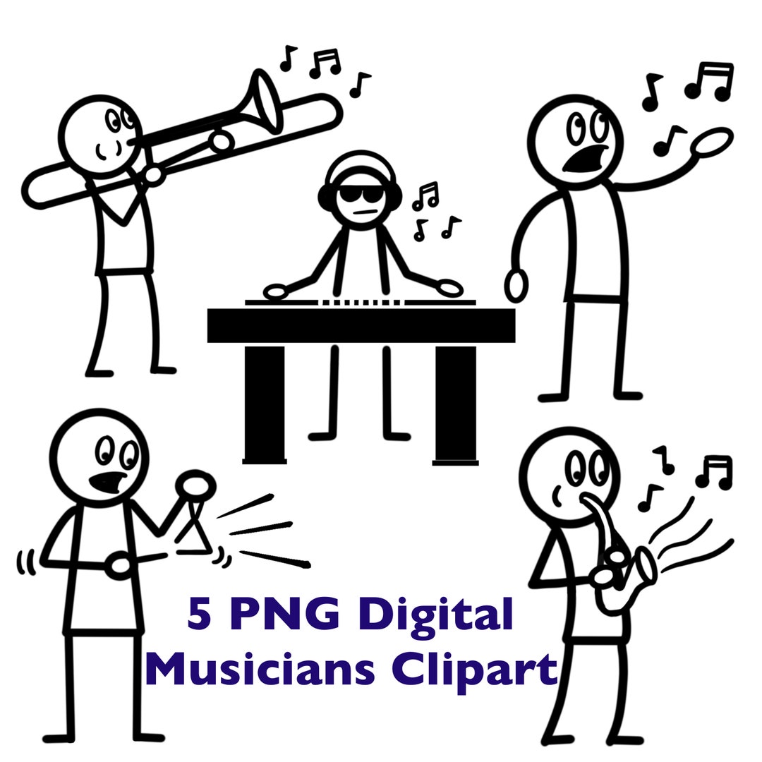 Musicians Stick Figure Clipart #3 - Etsy