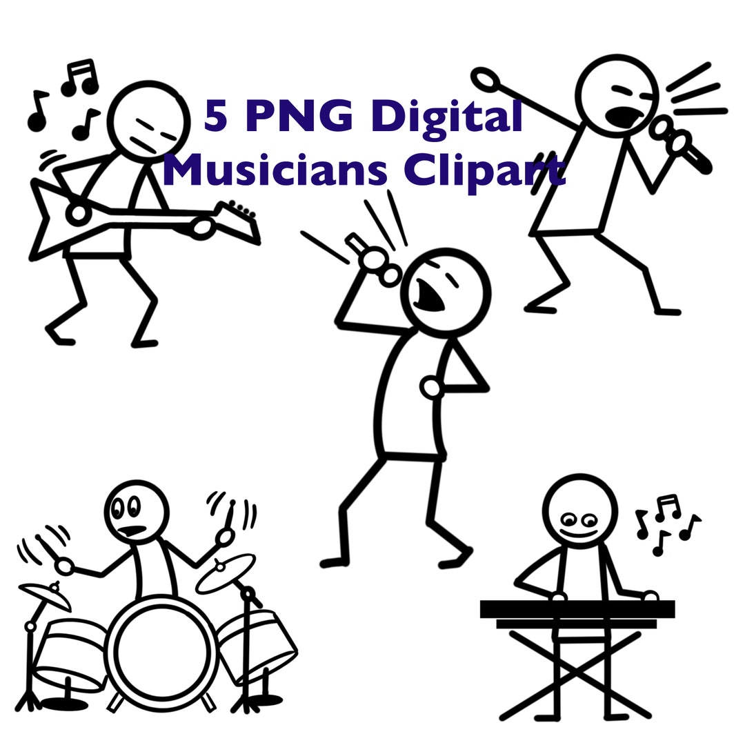 Musicians Stick Figure Clipart #1 - Etsy