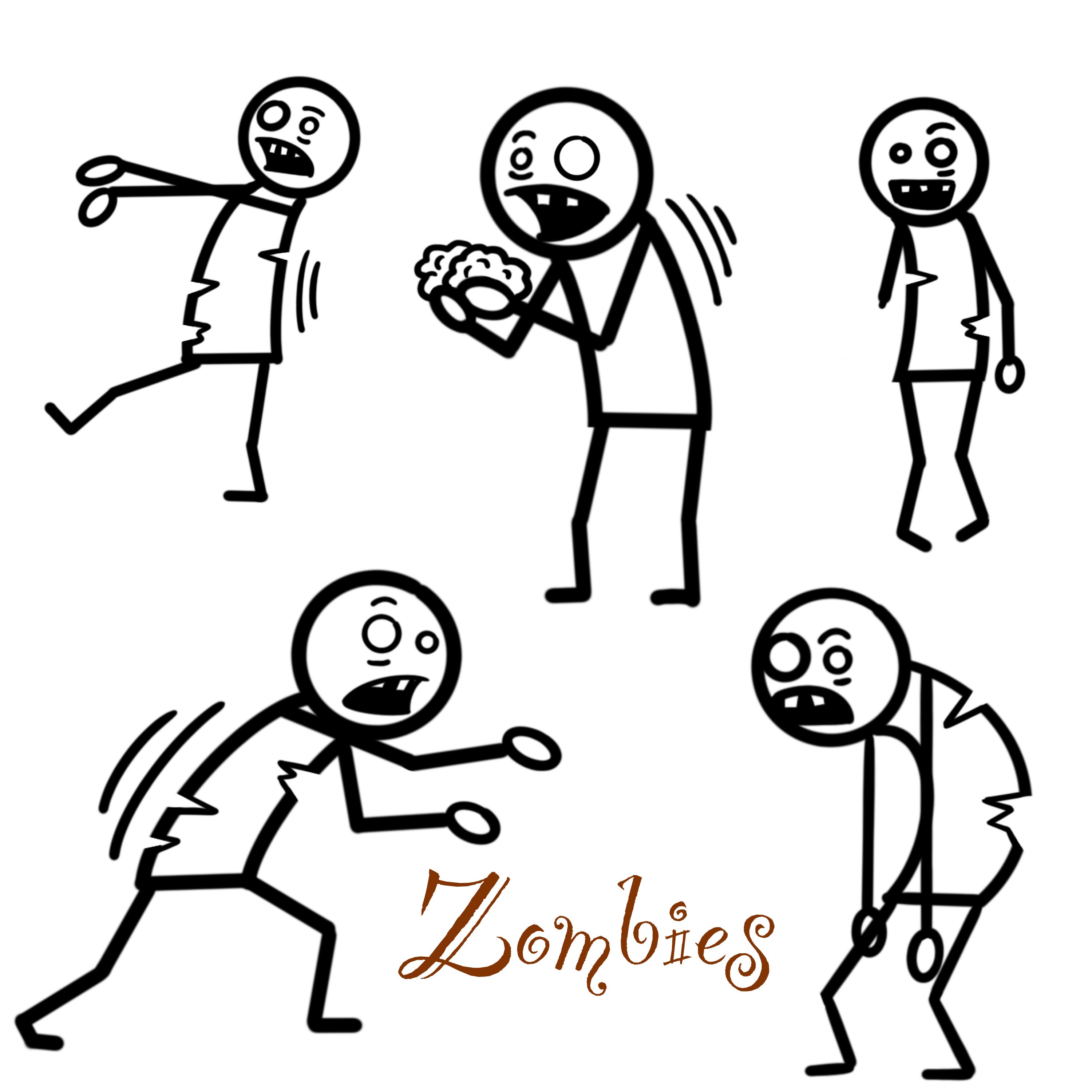 Zombie SVG and PNG Stick Figure Clipart #1 - Etsy