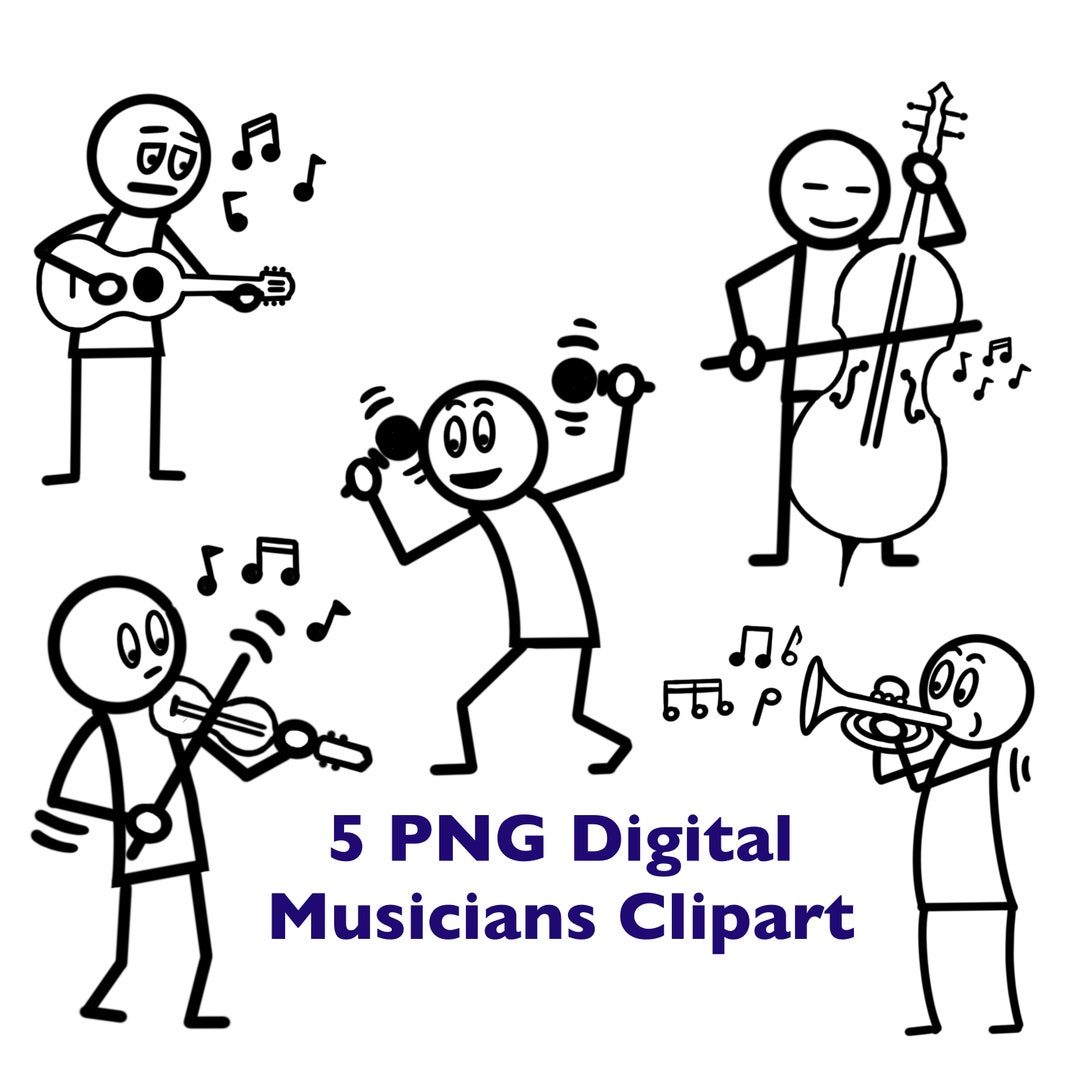Musicians Stick Figure Clipart #2 - Etsy