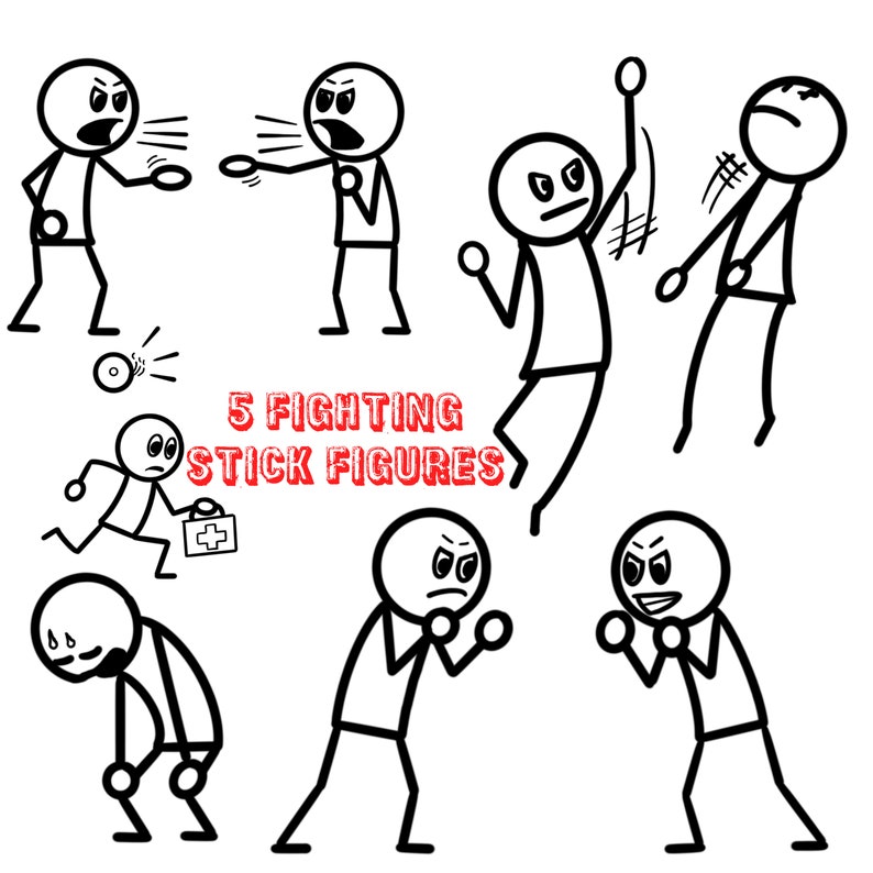 5 Fighting, Arguing PNG Stick Figures Digital Download - Etsy
