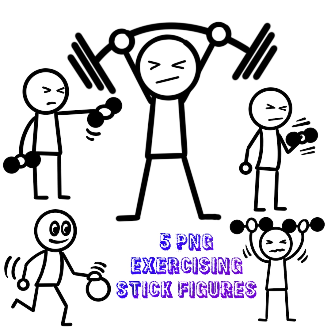 5 Exercising PNG Stick Figures Digital Download - Etsy