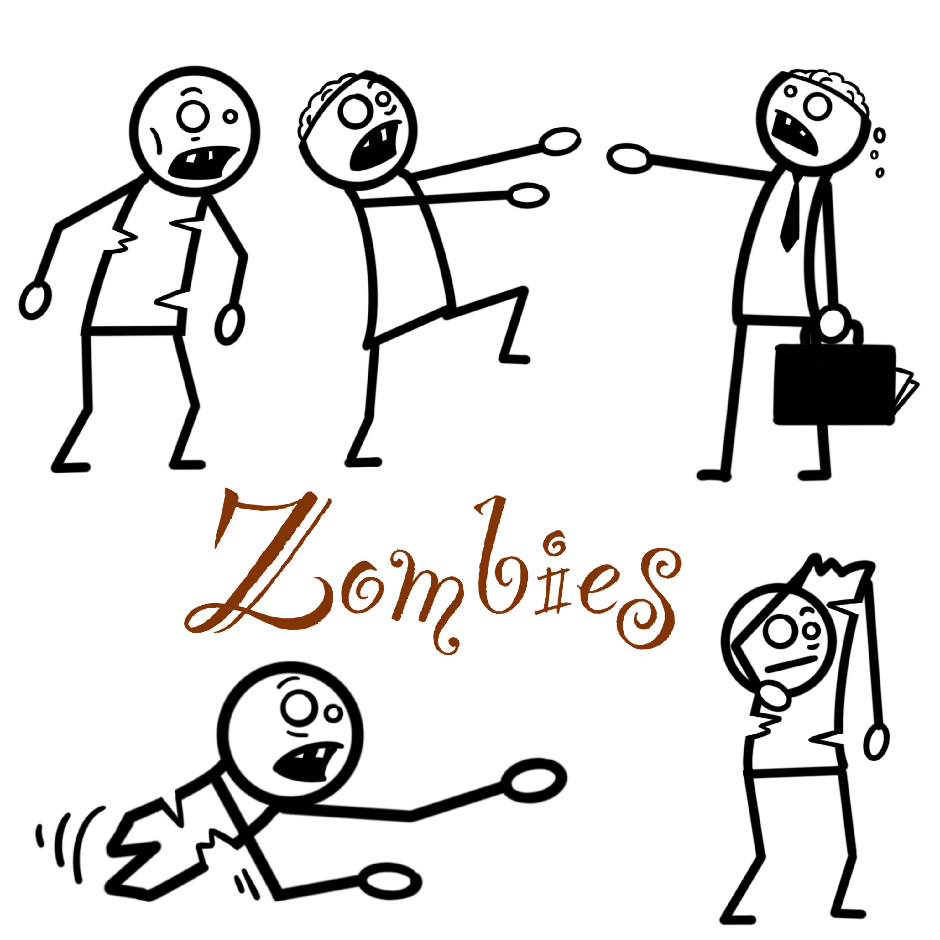 Zombie SVG and PNG Stick Figure Clipart #2 - Etsy