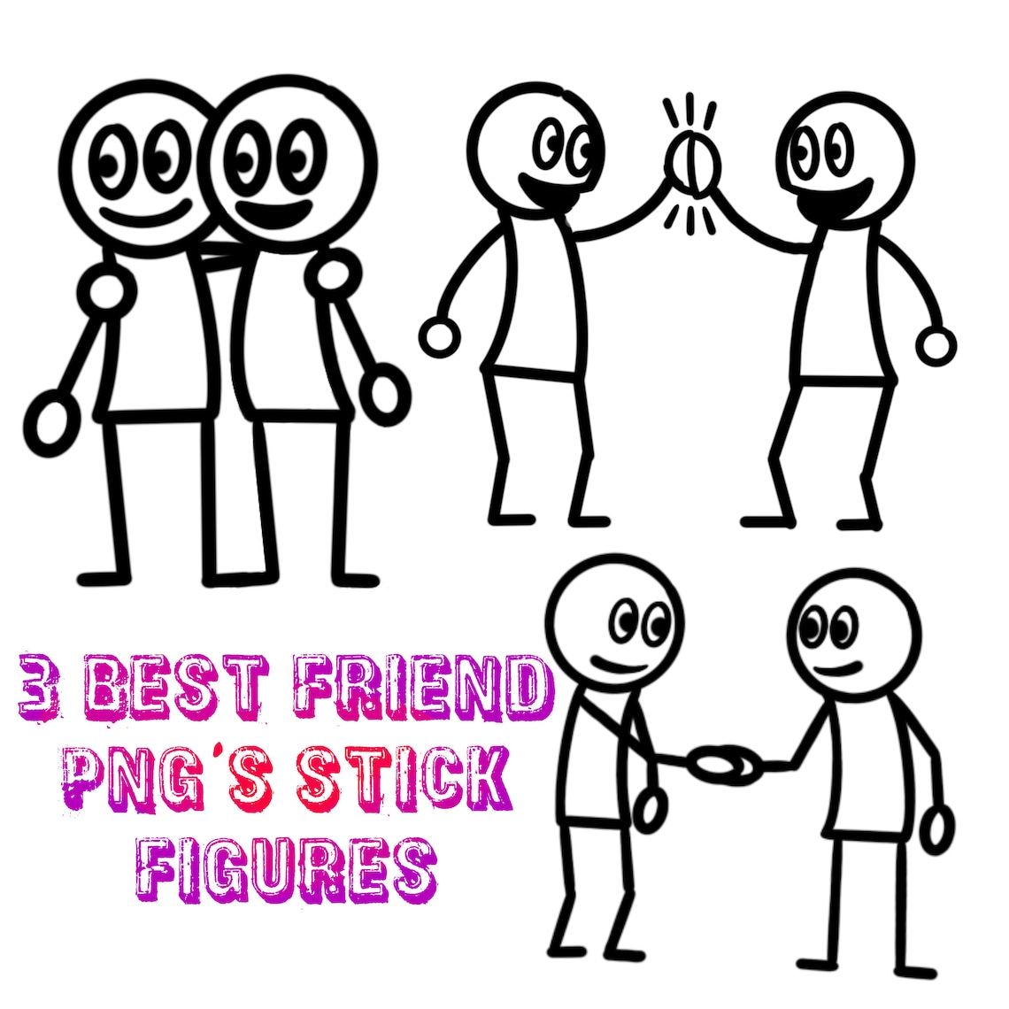 3 Best Friends PNG Stick Figures Digital Download - Etsy