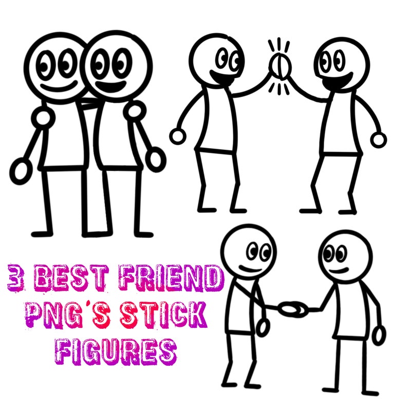 3 Best Friends PNG Stick Figures Digital Download - Etsy