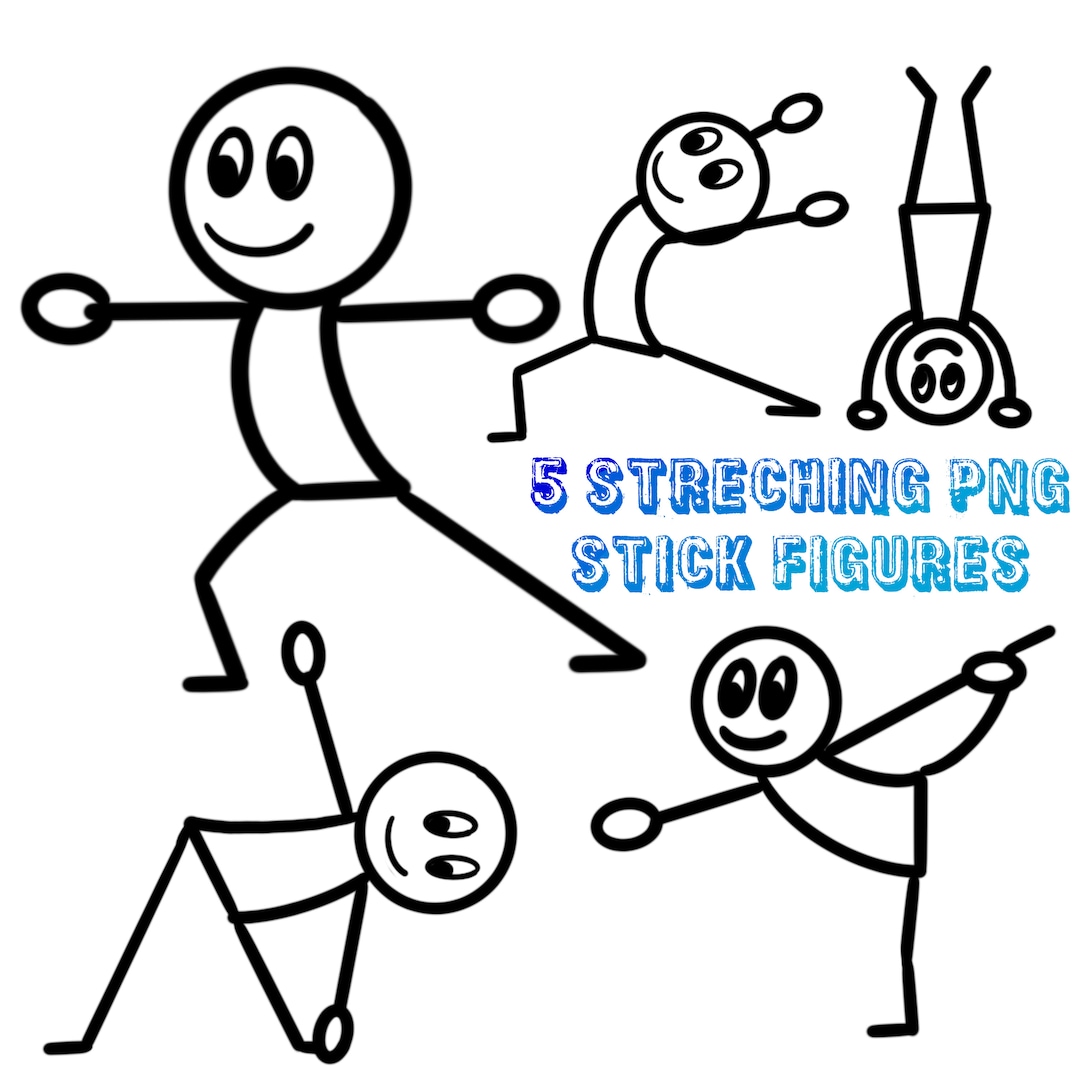 5 Stretching PNG Stick Figures Digital Download - Etsy