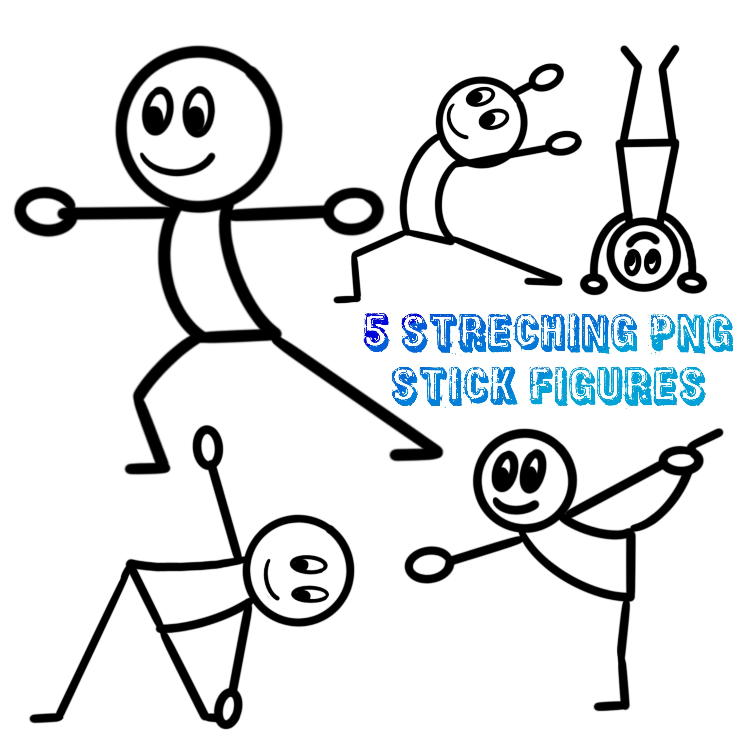 5 Stretching PNG Stick Figures Digital Download - Etsy