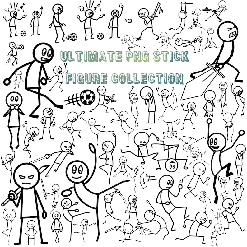 65 PNG Stick Figure Clipart Set, Dancing, Hip-hop, Walking, Running ...