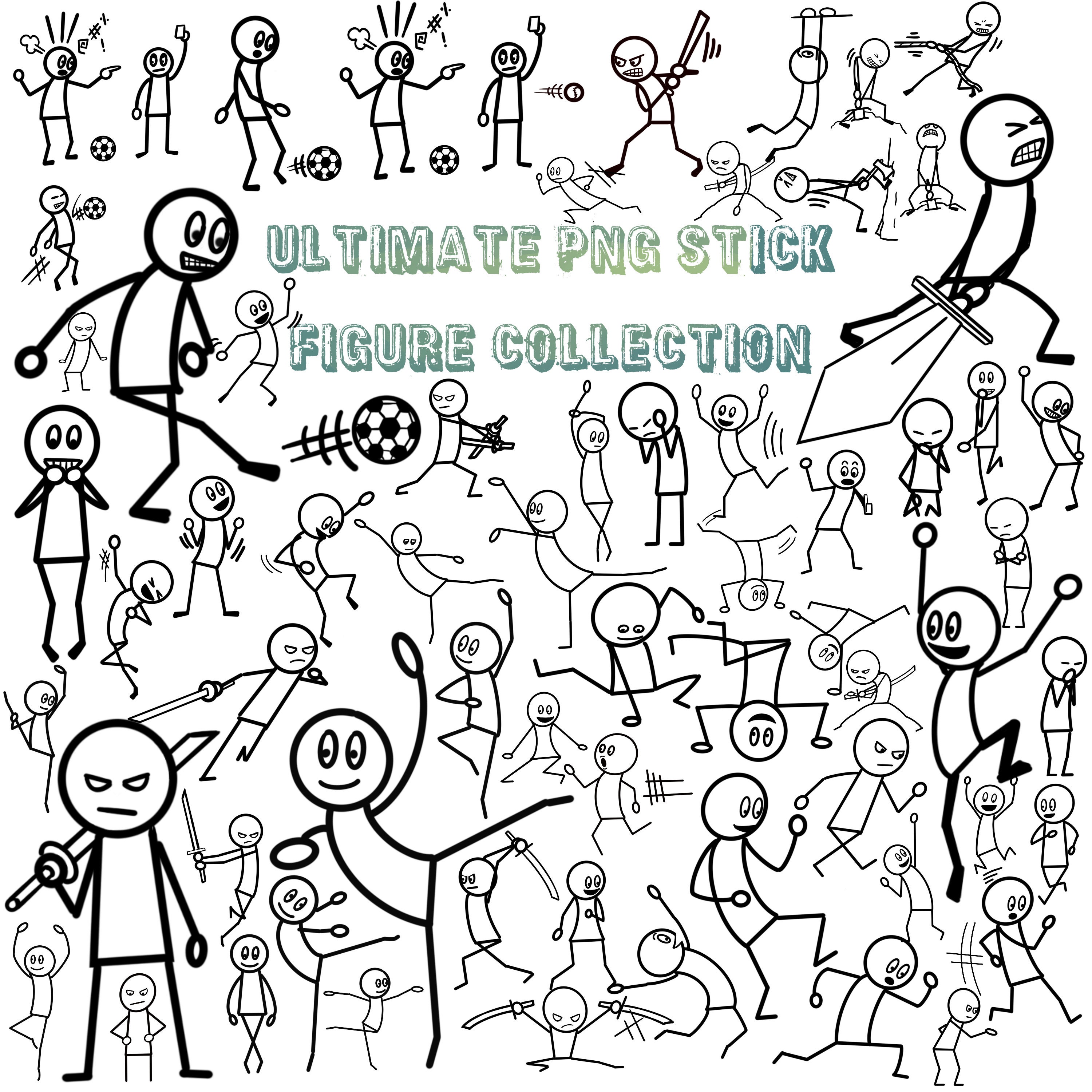 Stick Figure Clipart Set, Sports, Dance, Warrior Poses (PNG) - Etsy