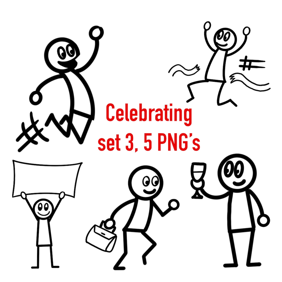 5 Celebrating PNG Stick Figures Digital Download - Etsy