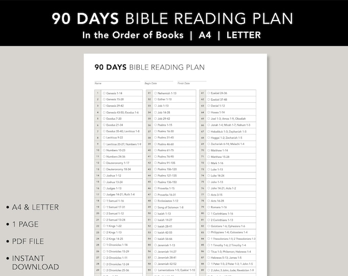 90 Days Bible Reading Plan, Bible in 90 Days, 3 Month Bible Reading ...