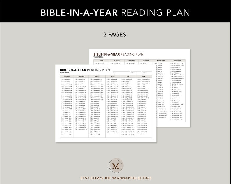 Traditional Bible-in-a-year Reading Plan, in the Order of Books, One ...