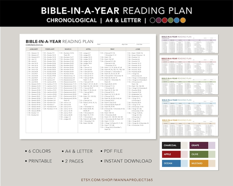 Chronological Bible-in-a-year Reading Plan, One Year Bible Reading ...