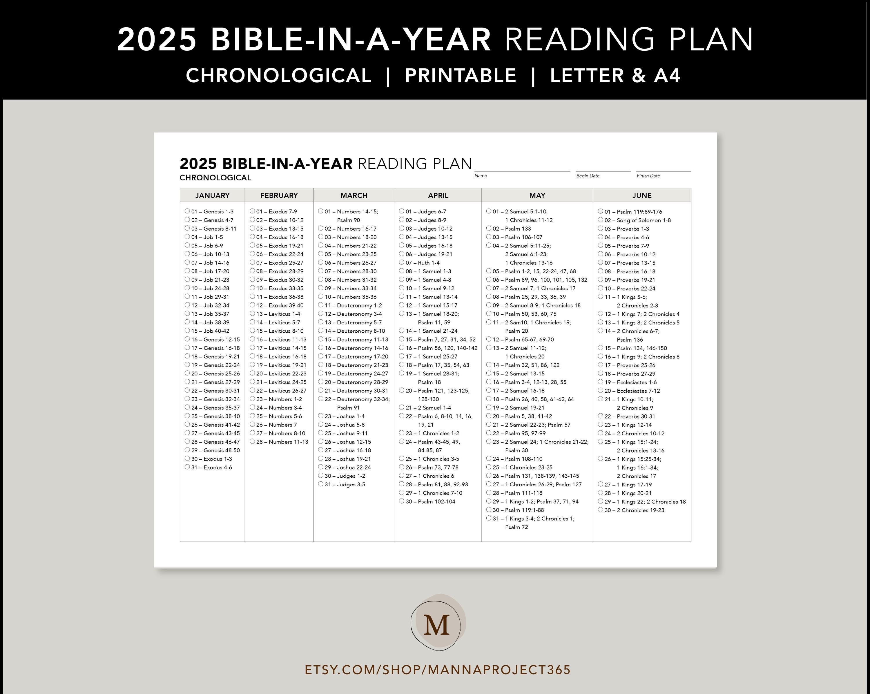 2025 Chronological Bible-in-a-year Reading Plan, Bible Reading Plan ...